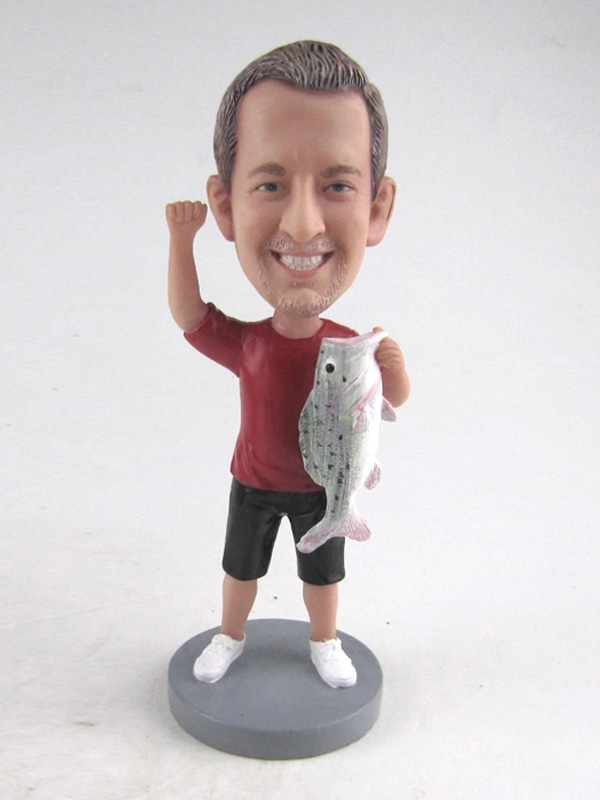 Male bobblehead after catching a fish 5066 | Custom Bobbleheads & Group ...