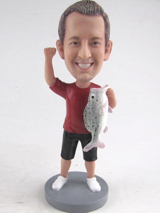 Male bobblehead after catching a fish 5066 | Custom Bobbleheads & Group ...