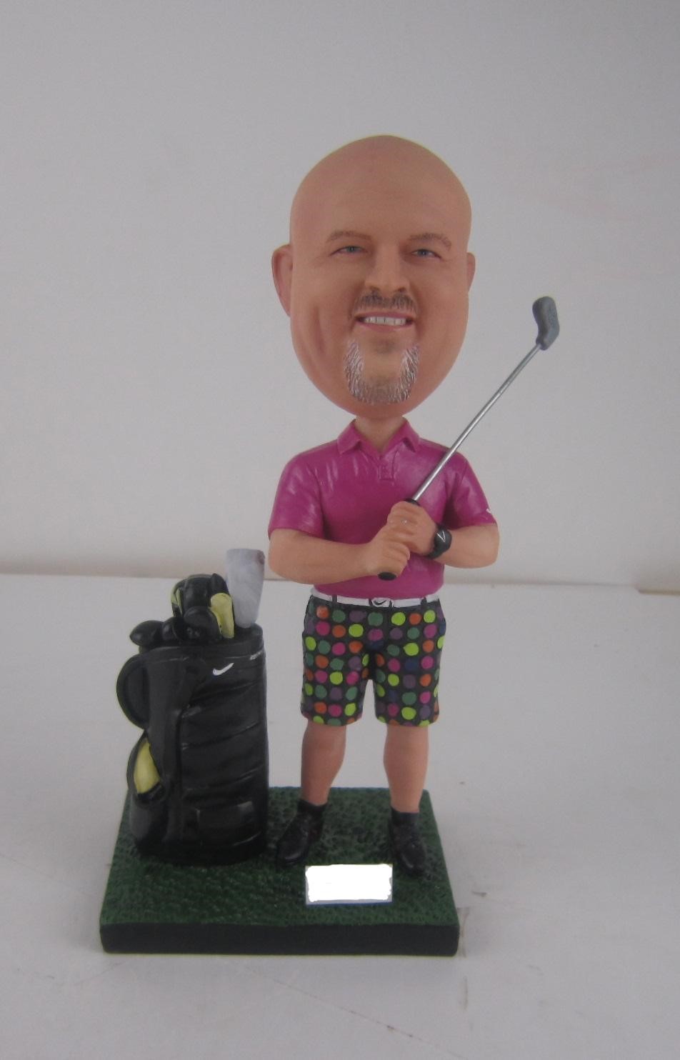 Male golfer bobblehead with golf bag 5179 | Custom Bobbleheads & Group ...