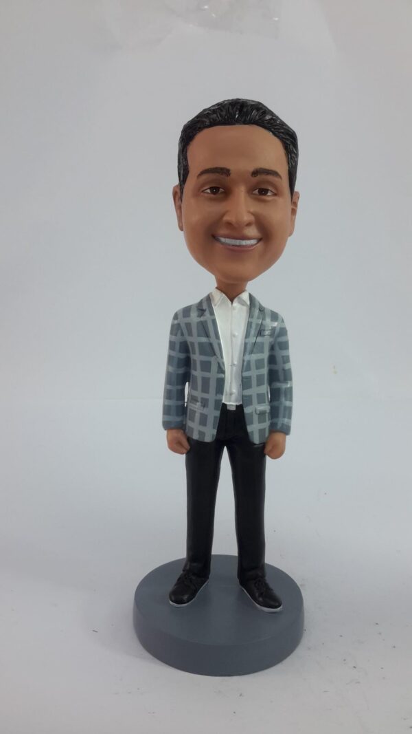 Male bobblehead in a sports jacket 112219 | Custom Bobbleheads & Group ...